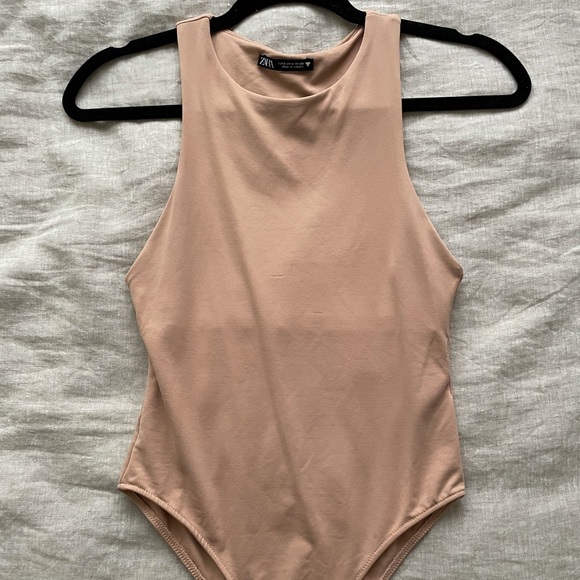 Zara | Tops | Zara Peachy Tan Bodysuit | Poshmark